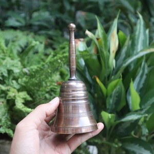6" Vintage Hand Bell Solid Brass , Old Vintage Solid Brass - Etsy