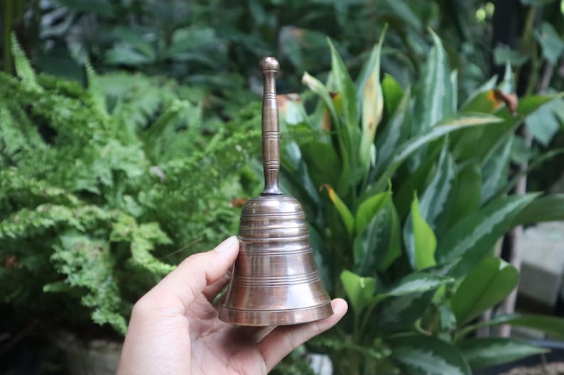 6 Vintage Hand Bell Solid Brass Old Vintage Solid - Etsy