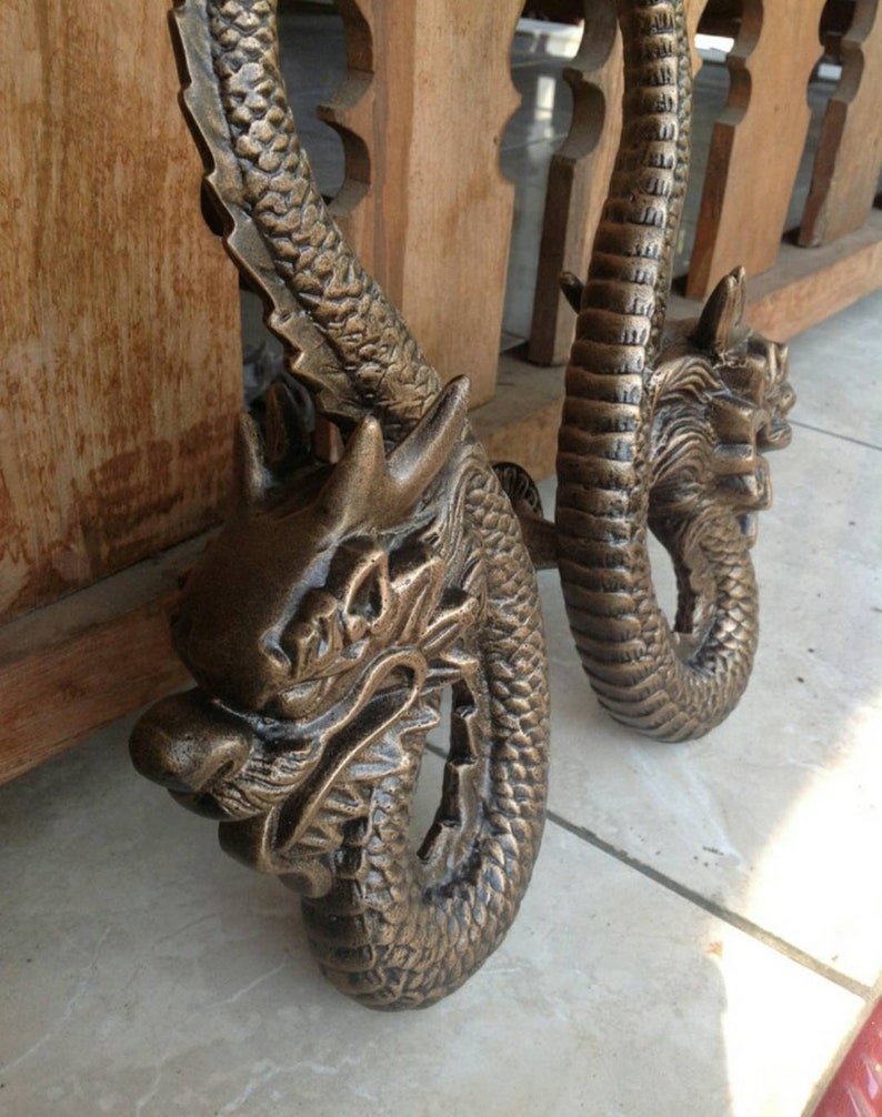 2 Pcs / Pair 18 Vintage Dragon Handle Solid Brass | Etsy