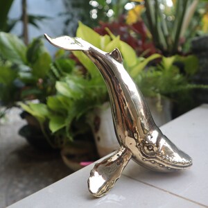 Vintage Brass Whale Statue: Antique Bronze Animal Sculpture (6 Inch ...