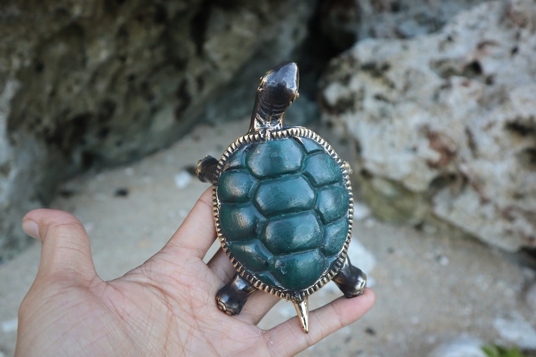 Vintage Brass Turtle Statue - Antique Turtle Figurine for Table Decor ...
