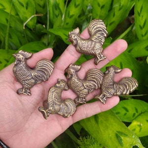5 Pieces Solid Brass Rooster Chicken Drawer Pull Vintage Animal Drawer ...