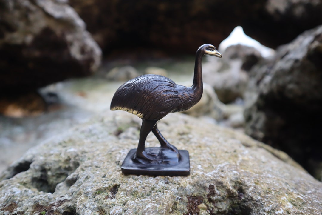Vintage Brass Ostrich Statue - Antique Bird Bronze Figurine for Gift ...