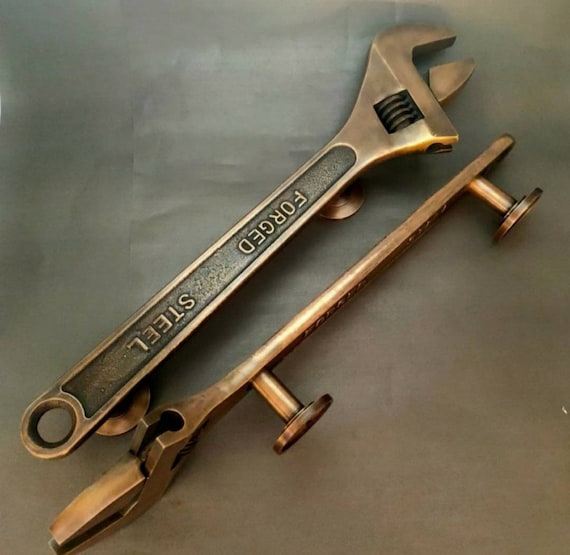 2 pcs pair 17 Antique Screwdriver Door handle Pull Solid Brass Antique Handle for Main Entry door