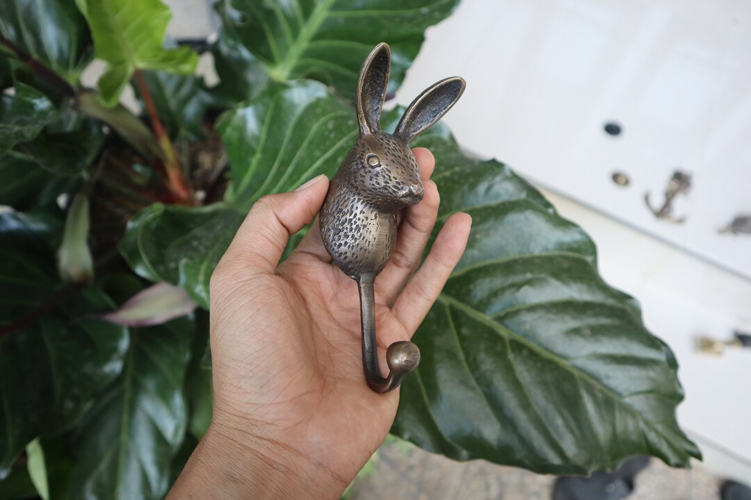 Vintage Solid Brass Rabbit Hook - Antique Wall Hanging Brass for Cloth ...