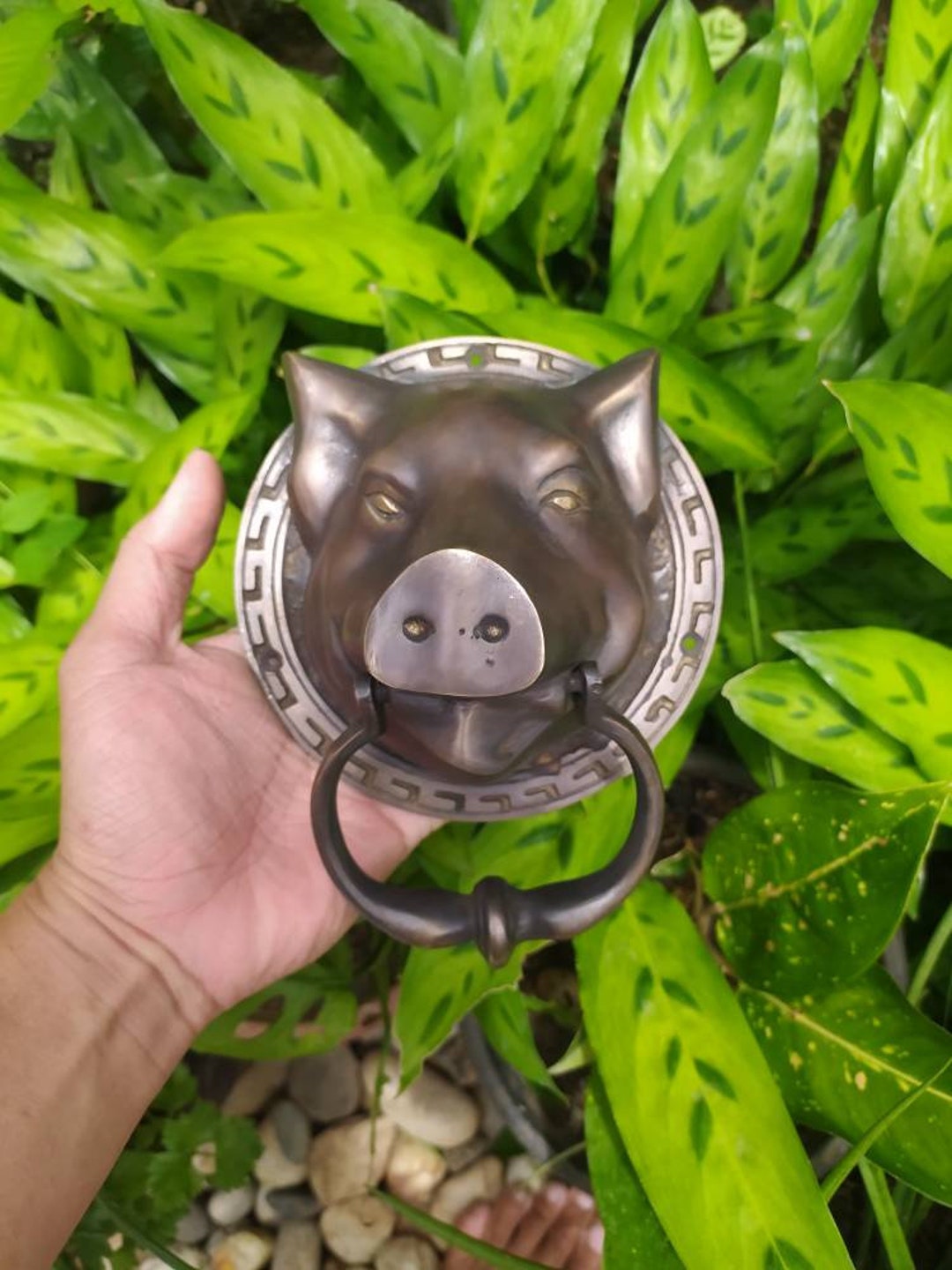 Solid Brass Pig Door Knocker - Vintage Heavy Brass Animal Knocker for ...