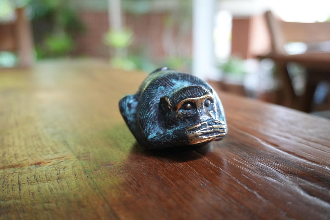 Vintage Brass Monkey Statue - Antique Brass Green Monkey Statue for ...