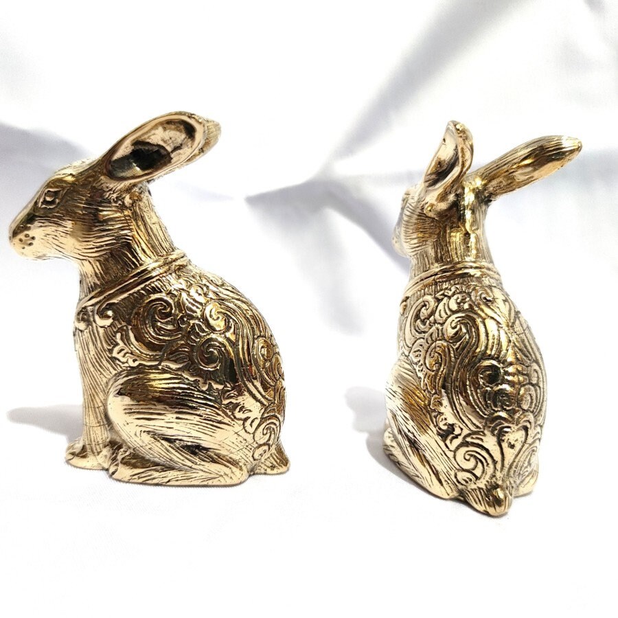 Vintage Brass Rabbit Statue Antique Brass Figurine Animal - Etsy