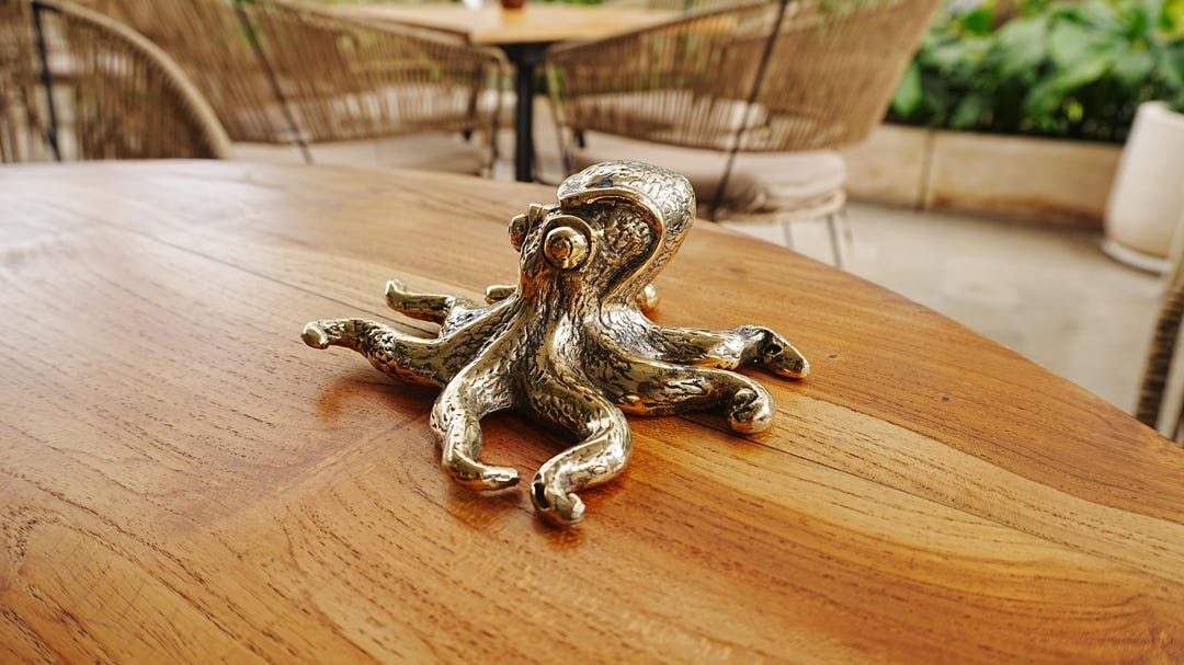 Vintage Brass Octopus Statue - Antique Gold Octopus Brass Statue for ...