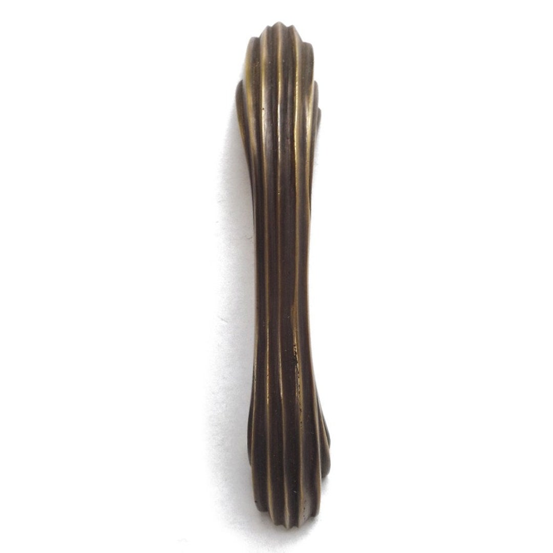 2 Vintage Art Deco Brass Drawer Pulls - Small Waterfall Dresser Handles ...