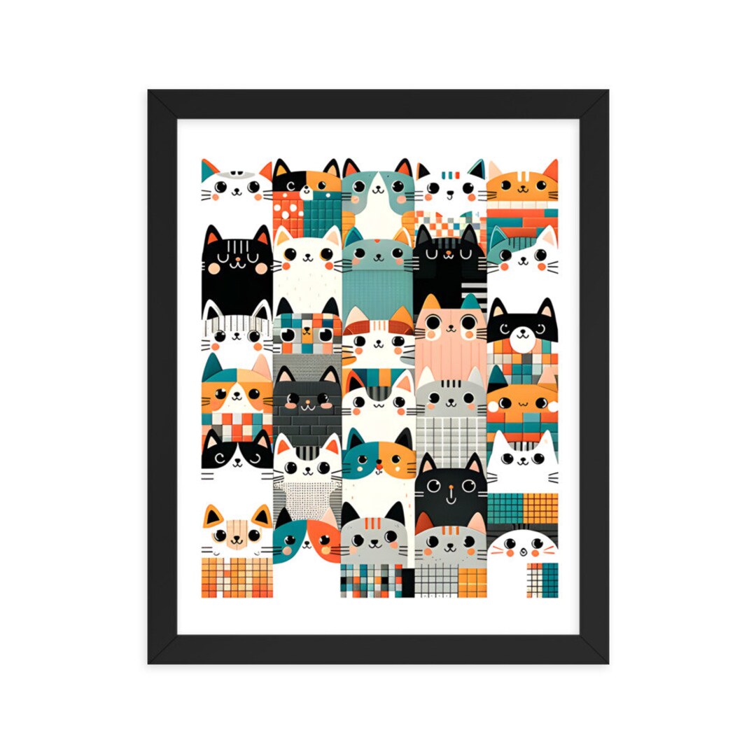 Patchwork Purrade: A Tapestry of Whiskered Wonders, Cat Painting - Etsy