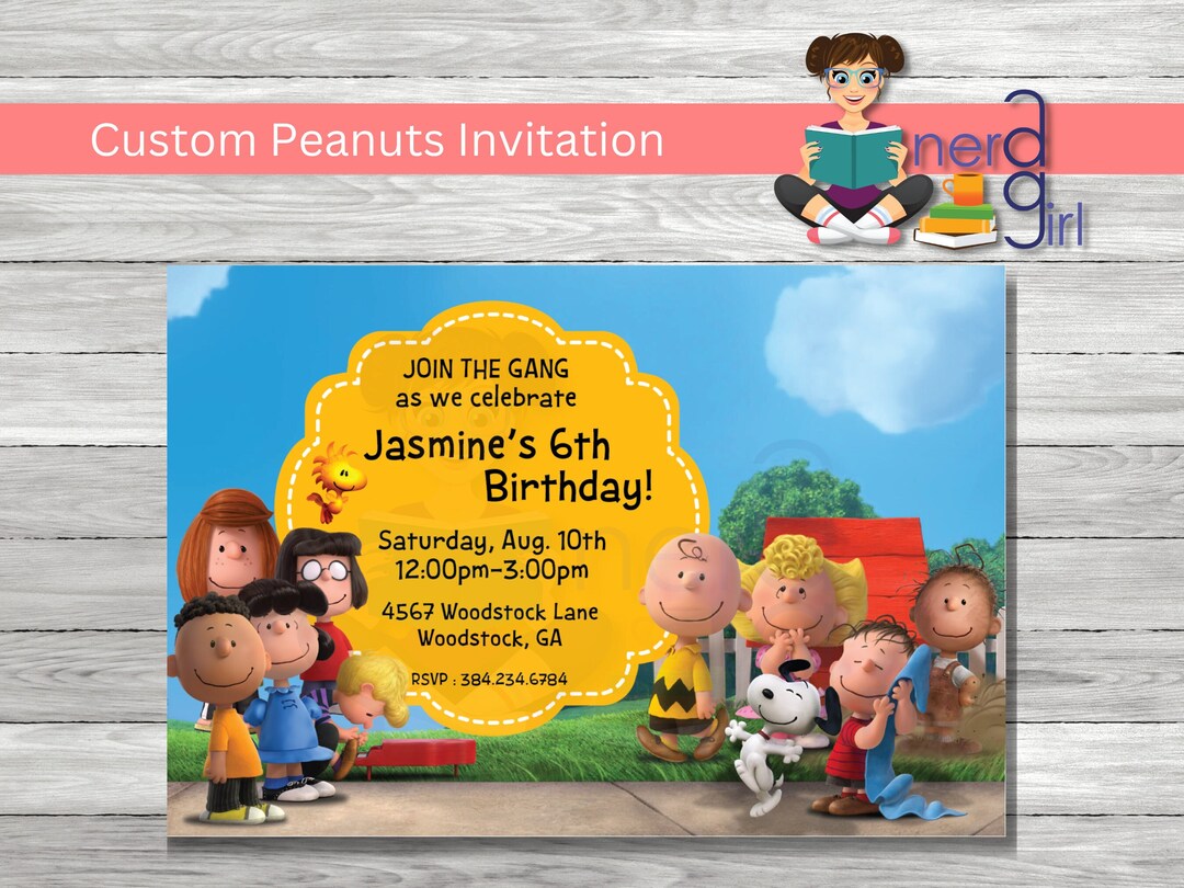 Peanuts Snoopy Birthday Invitations-personalized Digital Invite, Print ...