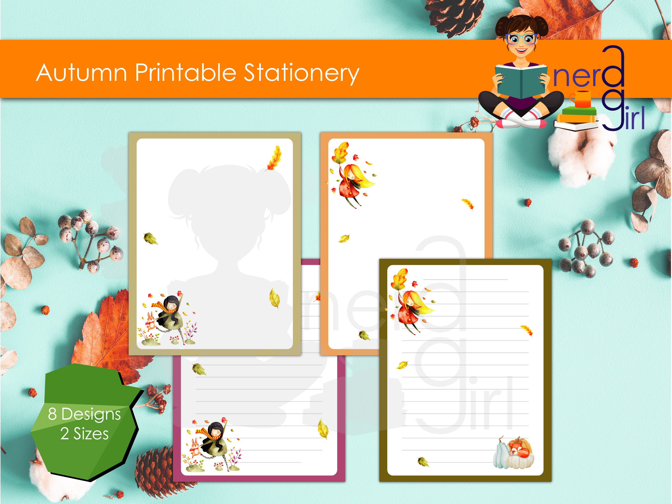 Autumn Printable Stationery, You Print, Fall Stationery, Autumn Leaves ...