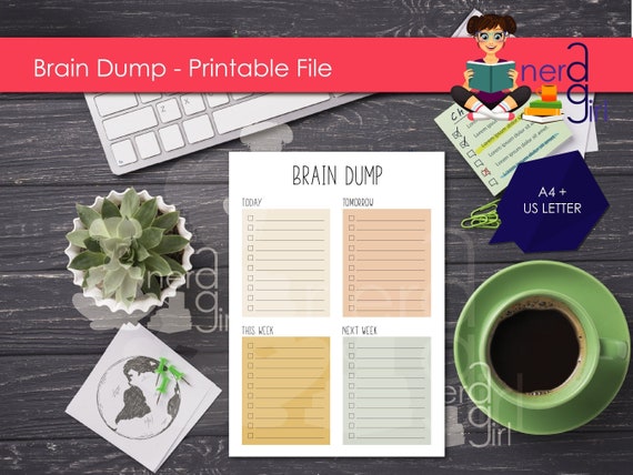 Productivity Brain Dump Printable File Instant Download | Etsy