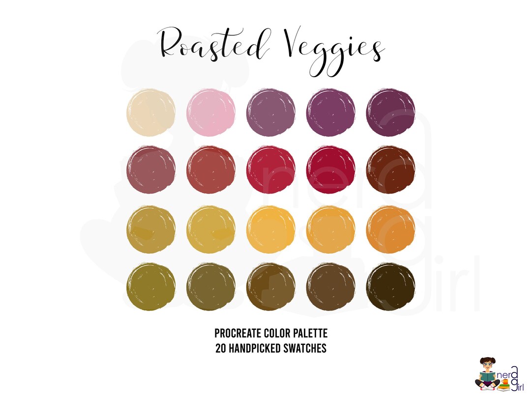 Roasted Veggies, Procreate Color Palette, Vegetable Themed Color ... Roasted Veggies, Procreate Color Palette, Vegetable Themed Color ...