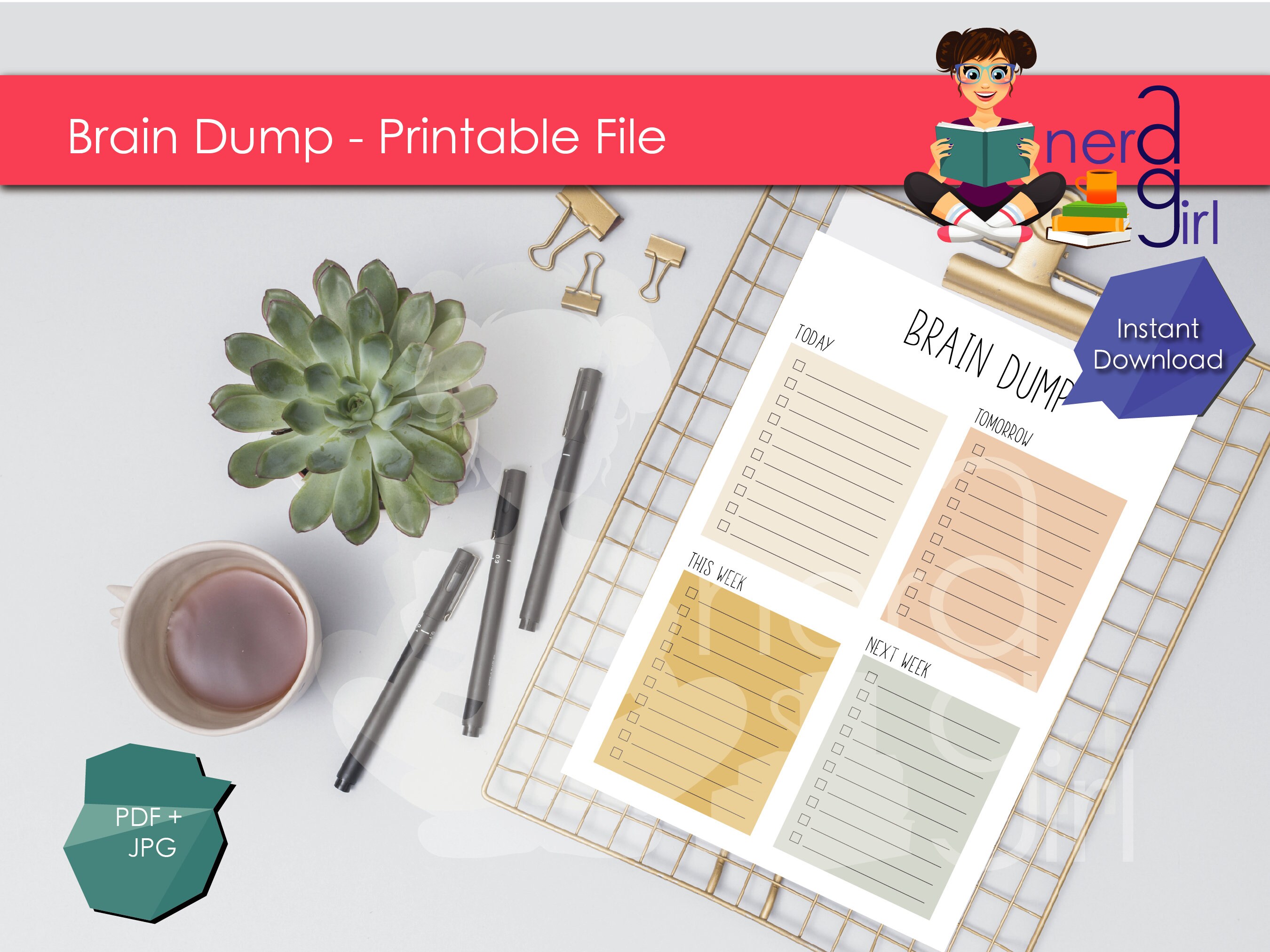 Productivity Brain Dump Printable File, Instant Download, Productivity ...