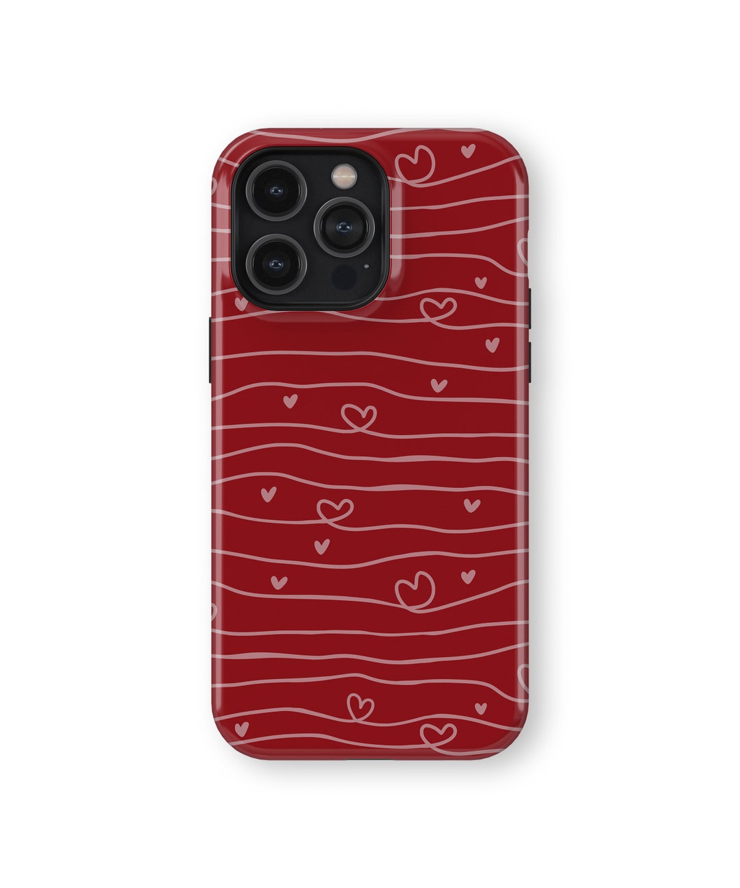 LOVE LINES Crimson Phone Case | iPhone 16/15/14/13/12 Pro Max Magsafe ...