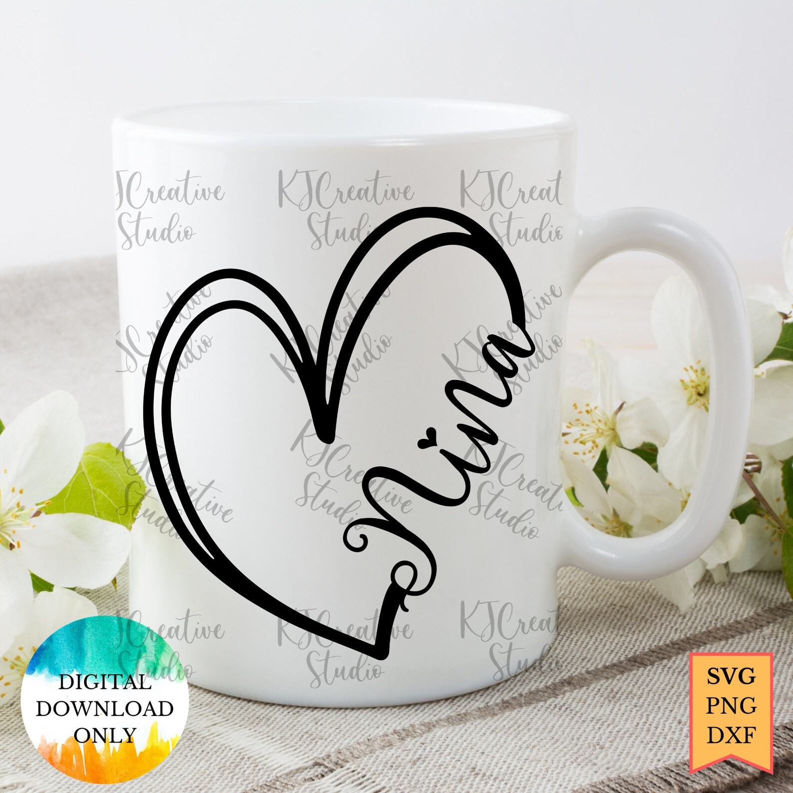 Nina Heart Svgpngdxf Name Svg Best Nina Ever Nina Svg Etsy