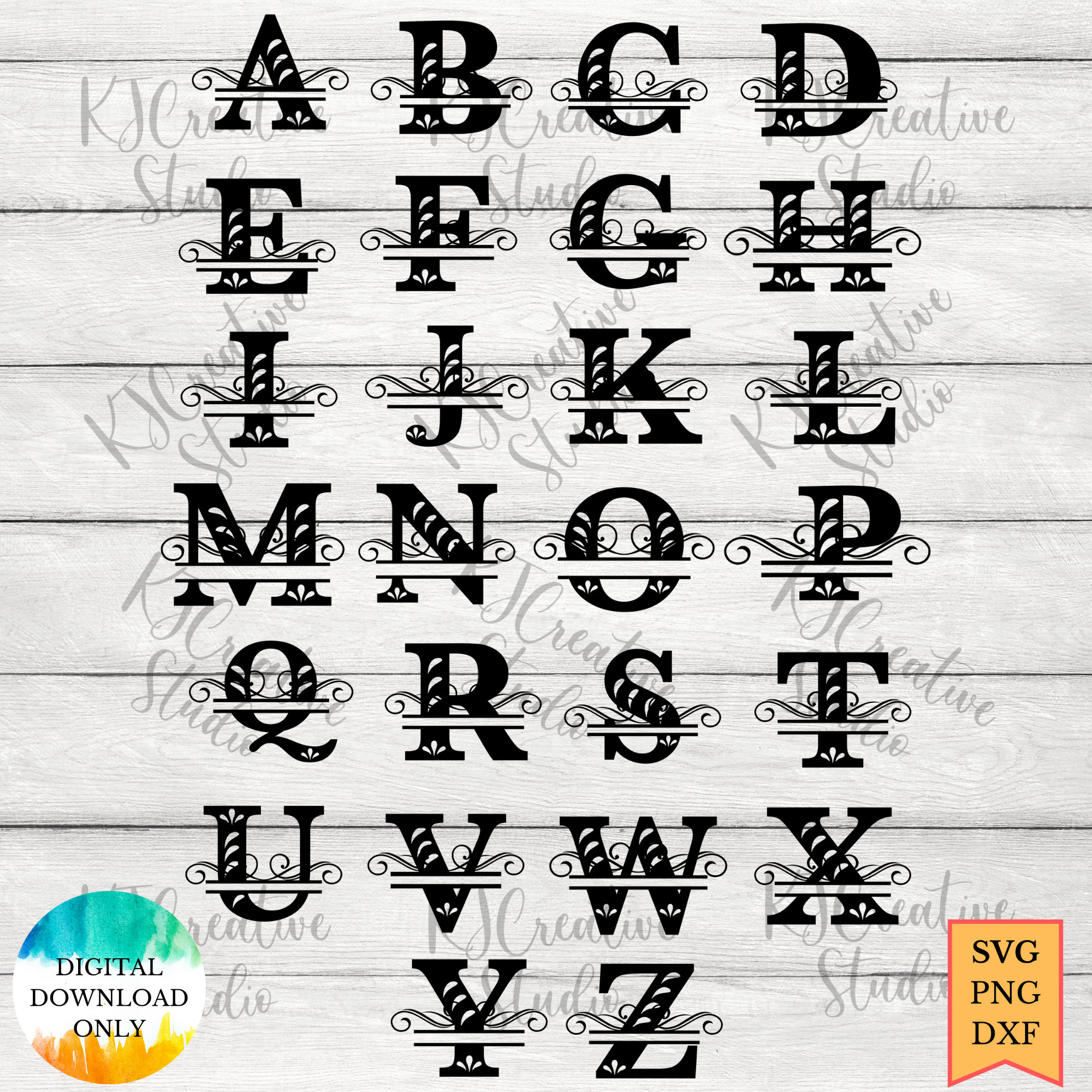 INITIAL Split Monogram Single Letter Alphabet Bundle SVG | Family Name ...