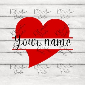 Heart Name Frame SVG File - Love SVG - Heart Split Monogram Frame Svg ...