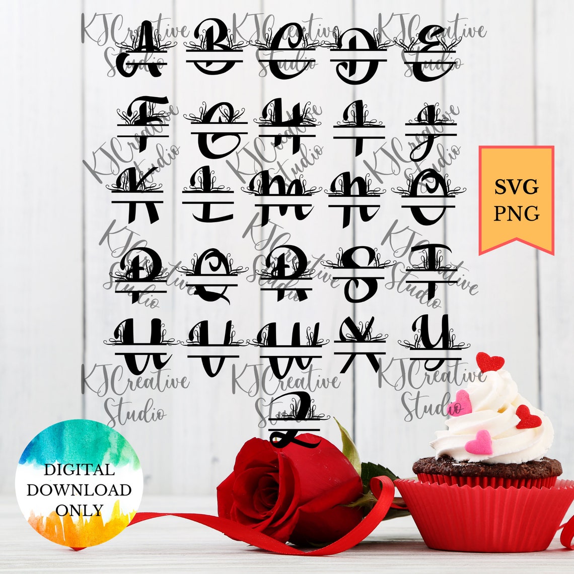 Split Monogram SVG/PNG - Split Monogram Frame Alphabet With Floral ...