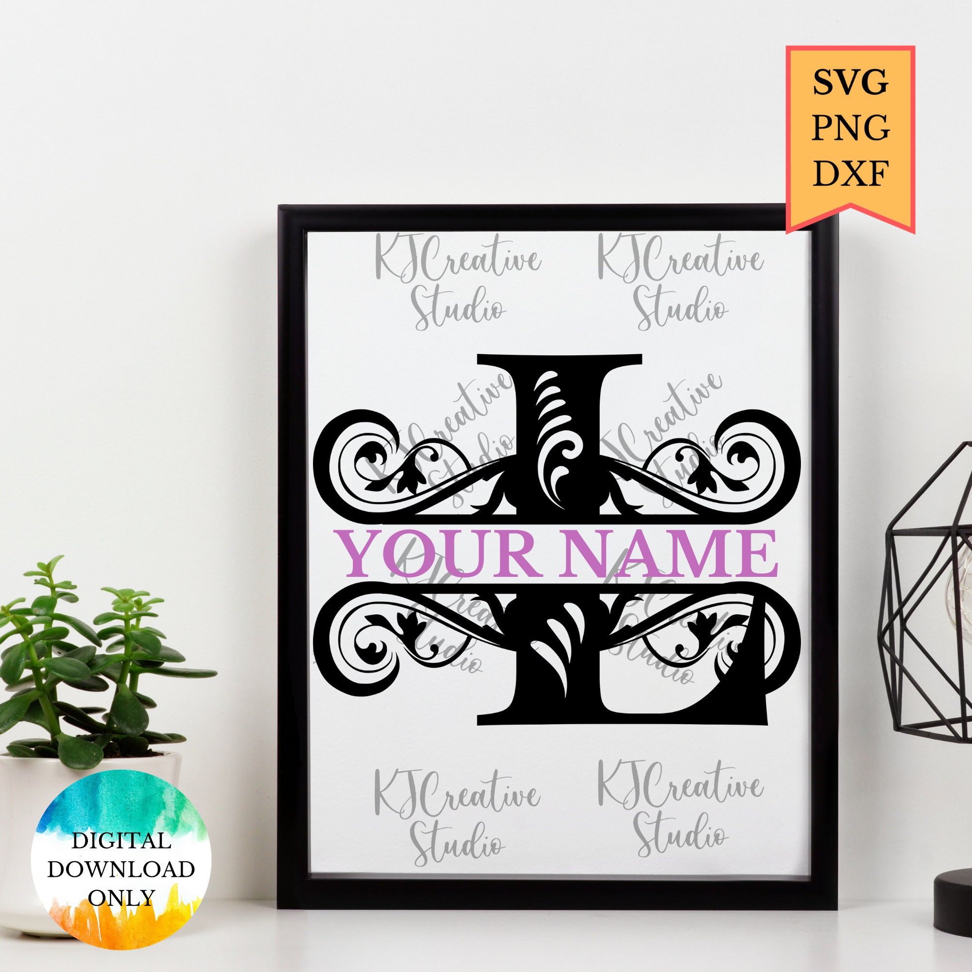 Alphabet Split Monogram SVG/PNG/DXF Split Monogram Frame | Etsy