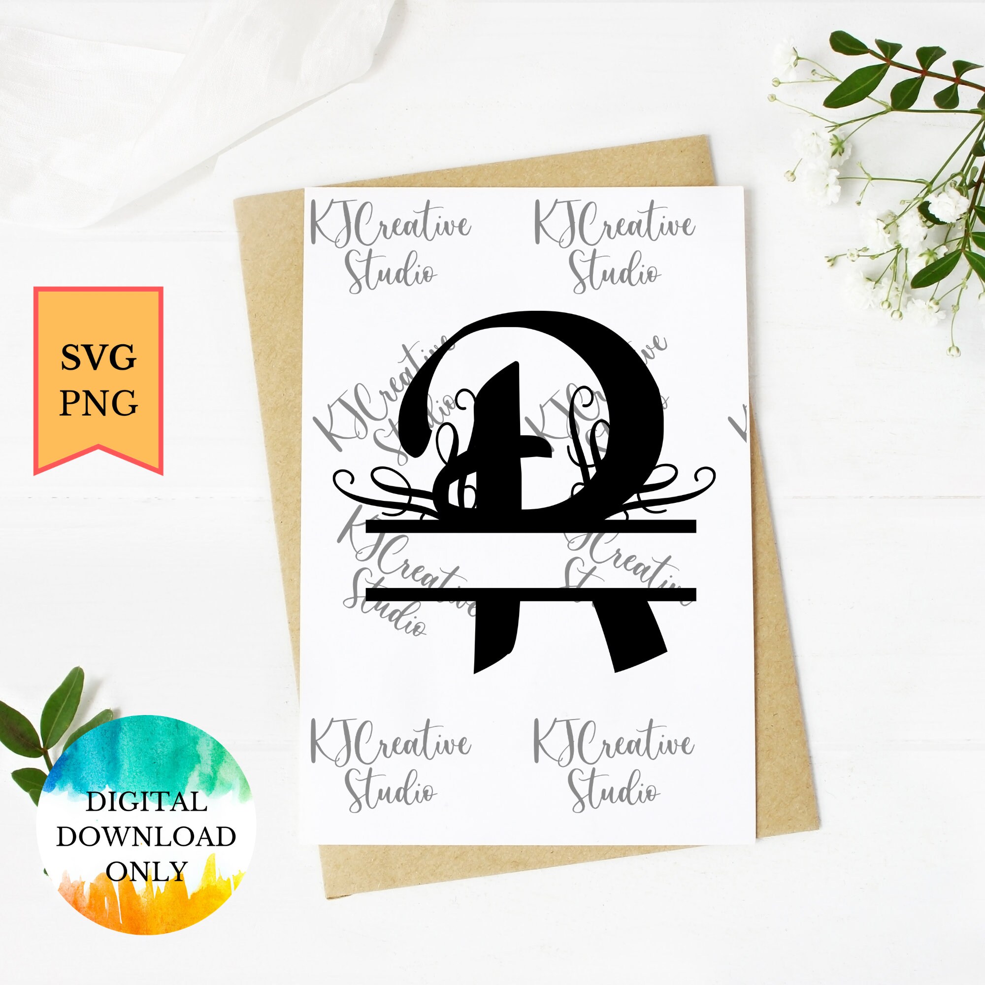 Split Monogram SVG/PNG - Split Monogram Frame Alphabet With Floral ...