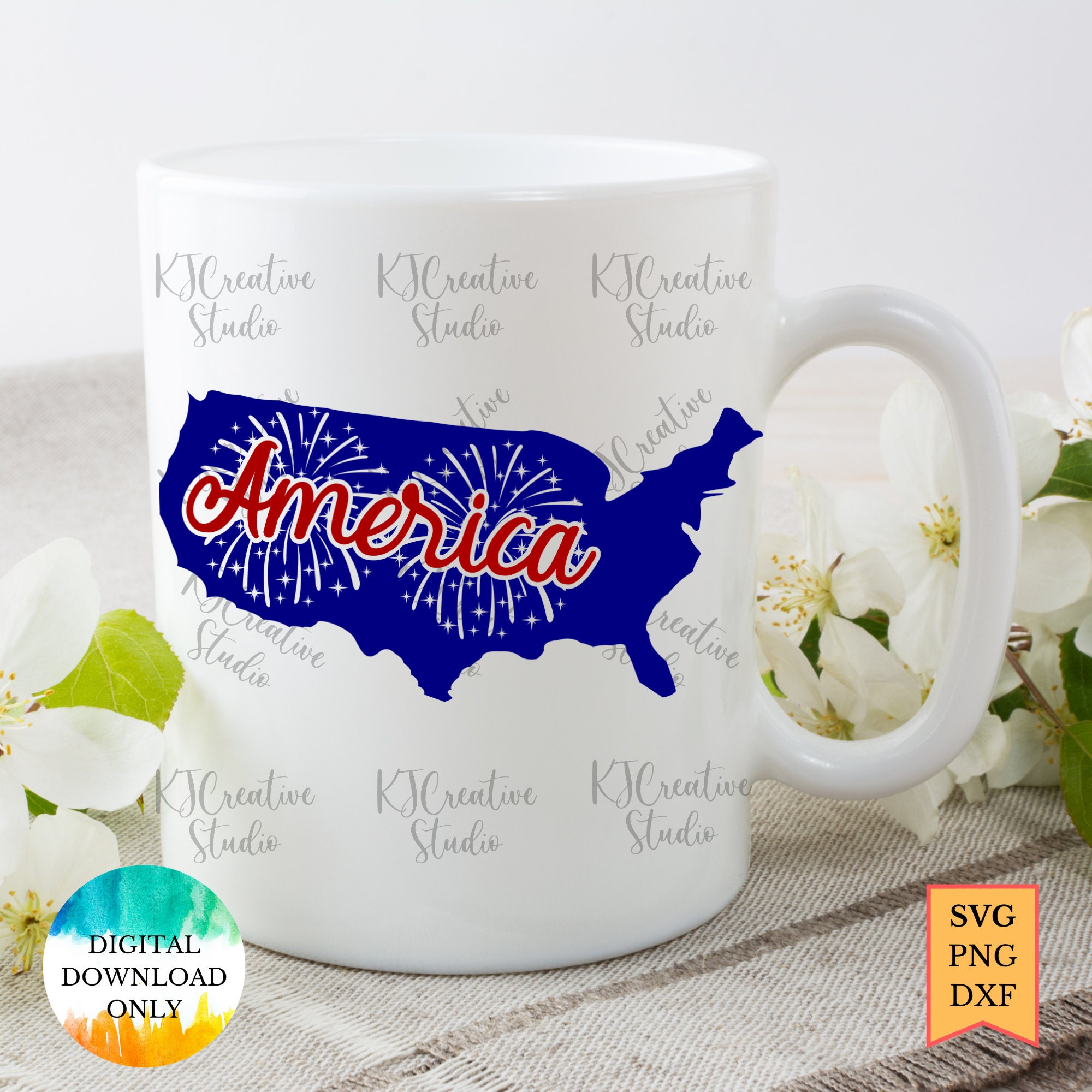 America With Map and Firework Svg, USA Svg, 4th of July Svg, America ...