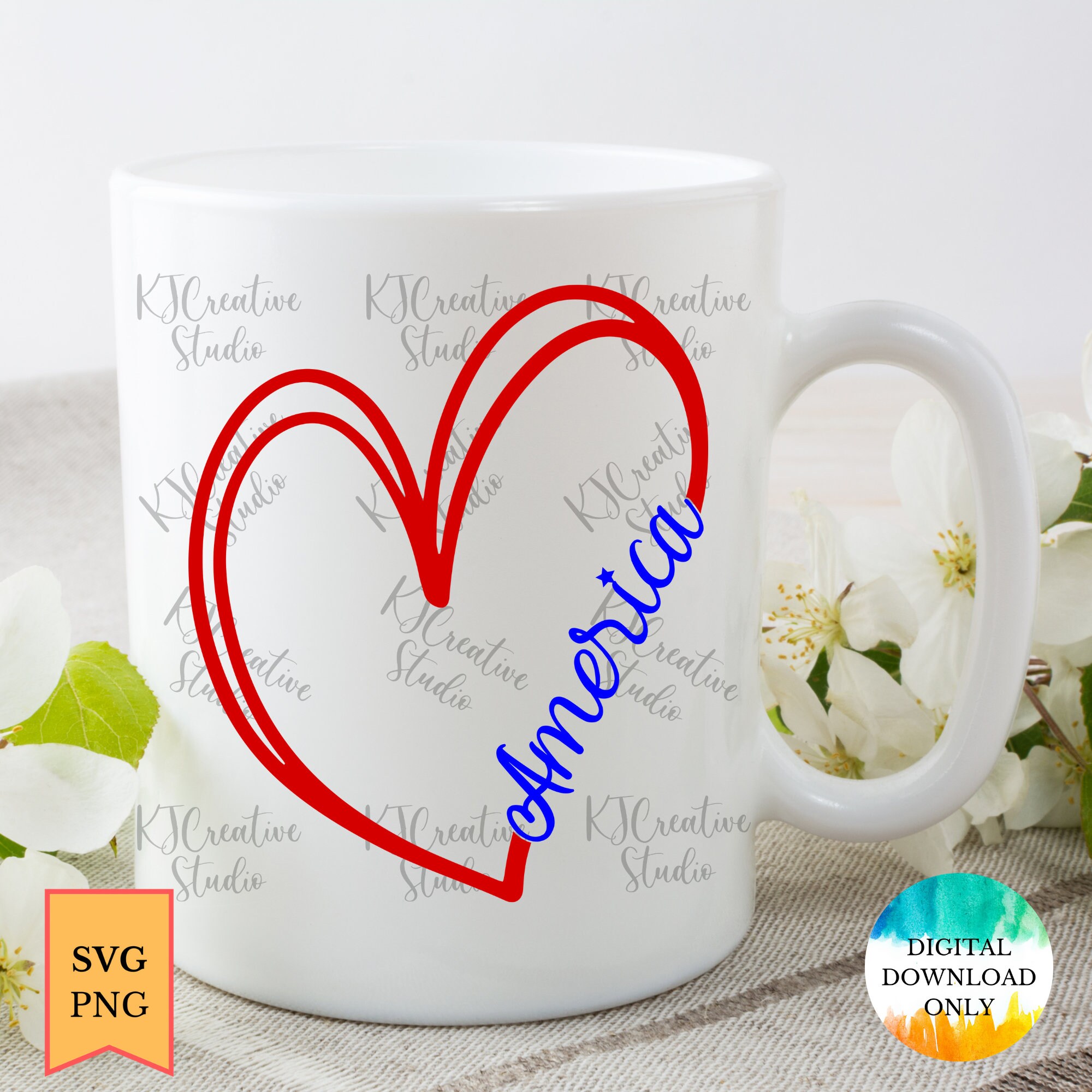 America With Cute Heart svg/png USA svg 4th of July svg | Etsy