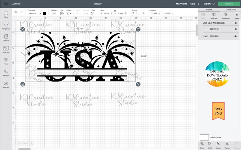 USA Split Monogram With Firework svg USA svg 4th of July | Etsy