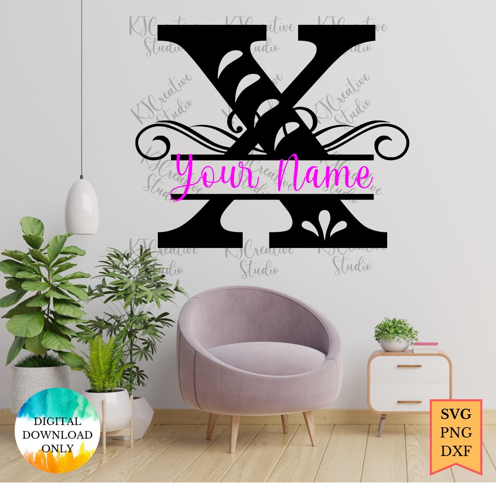 INITIAL Split Monogram Single Letter Alphabet Bundle SVG | Family Name ...