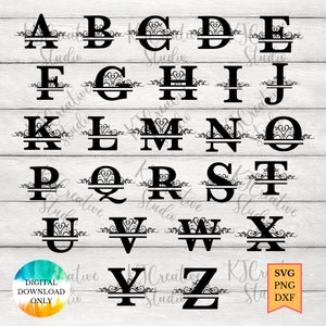 INITIAL Split Monogram Single Letter Alphabet Bundle SVG - Etsy