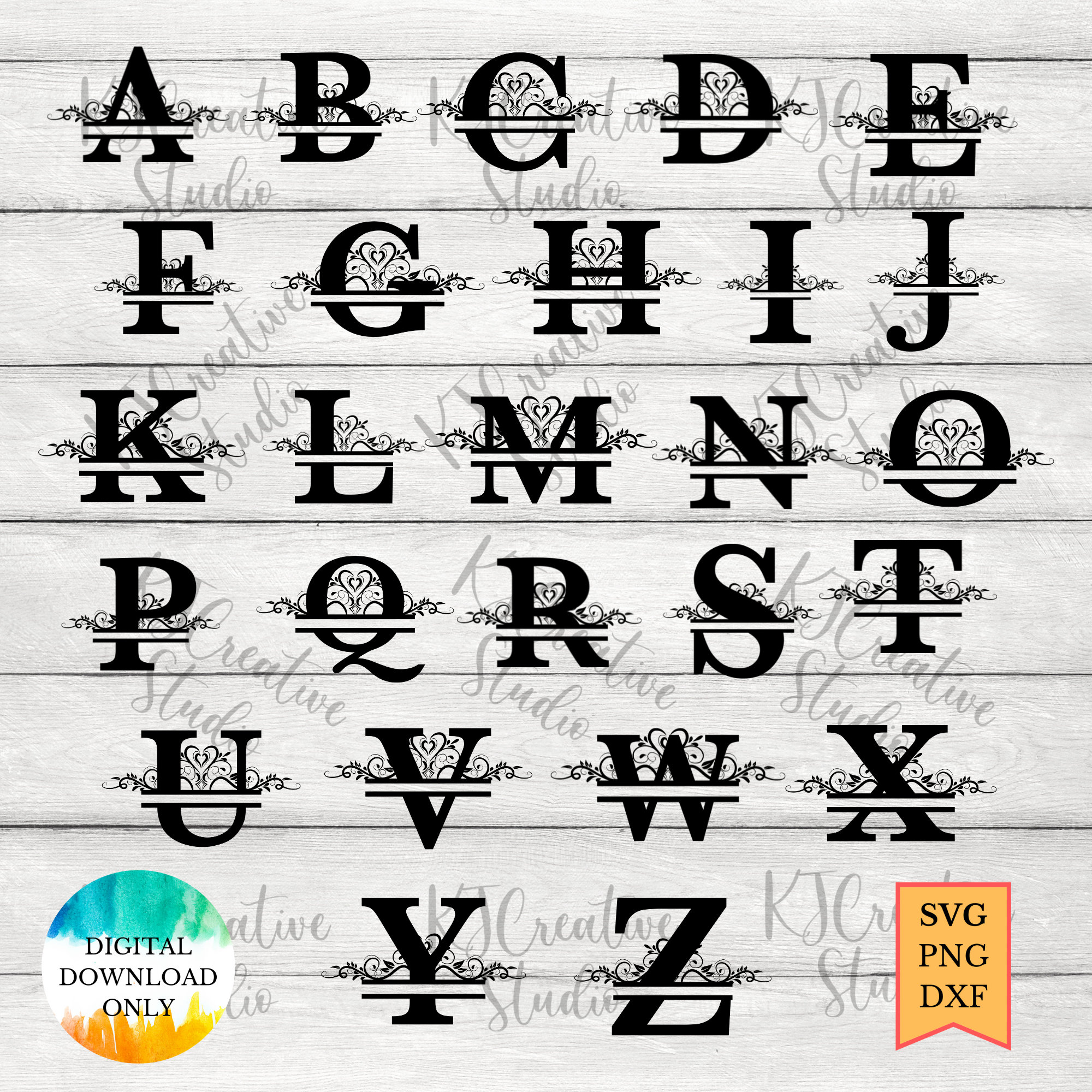 INITIAL Split Monogram Single Letter Alphabet Bundle SVG | Family Name ...