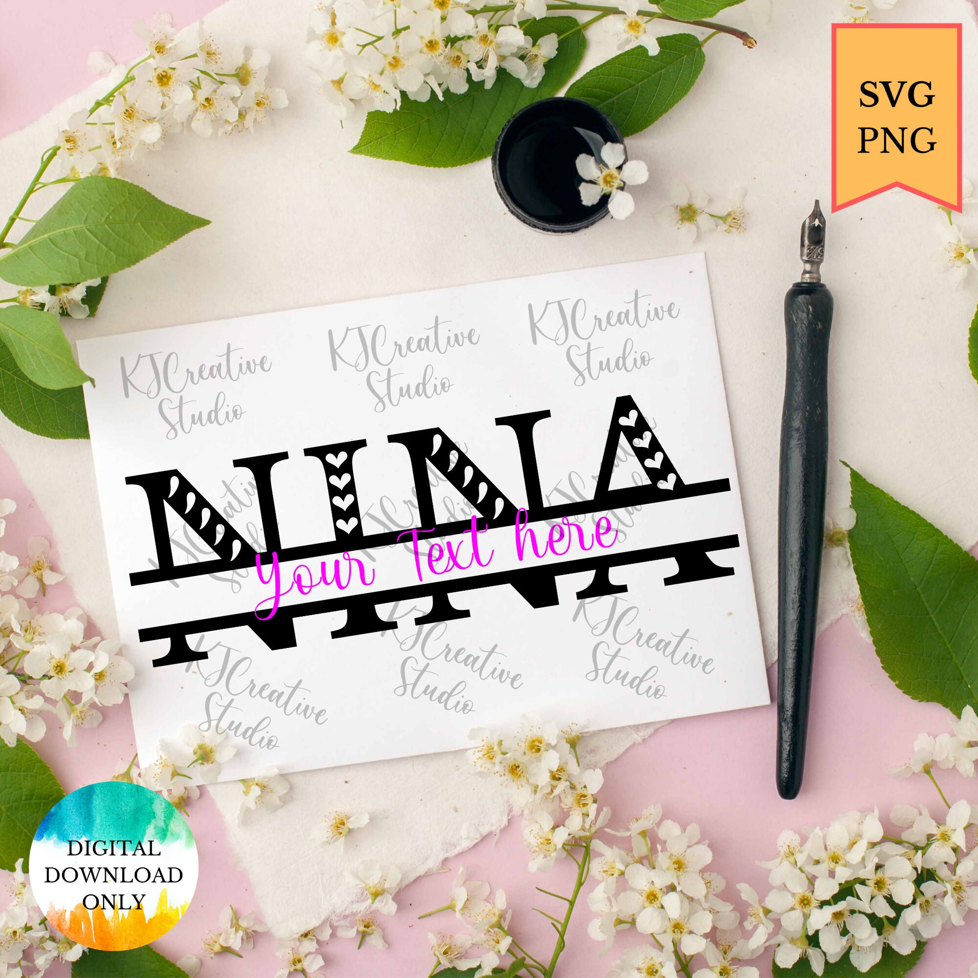 NINA Split Monogram With Floral svg/png Nina svg Nina | Etsy