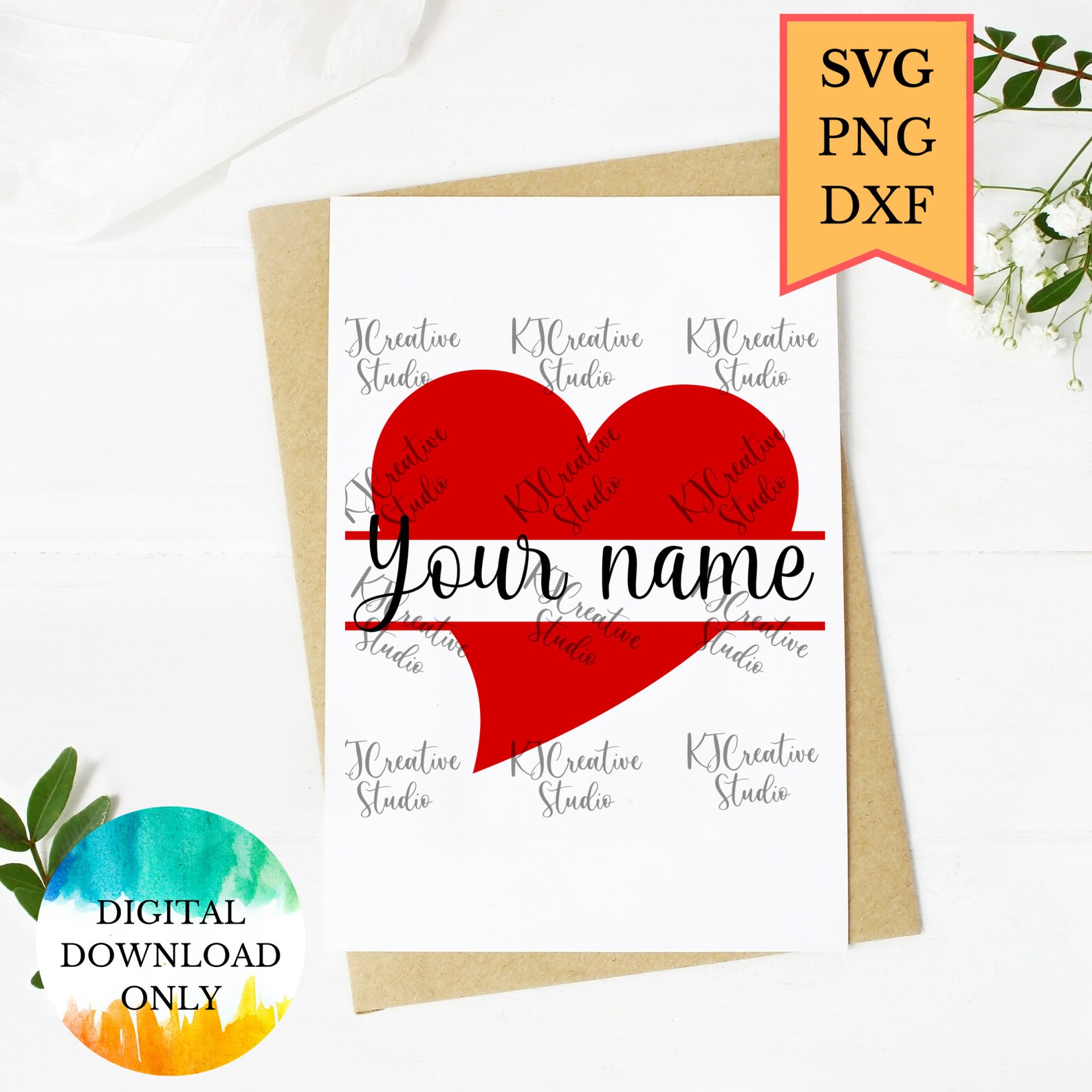 Heart Name Frame SVG File Love SVG Heart Split Monogram - Etsy