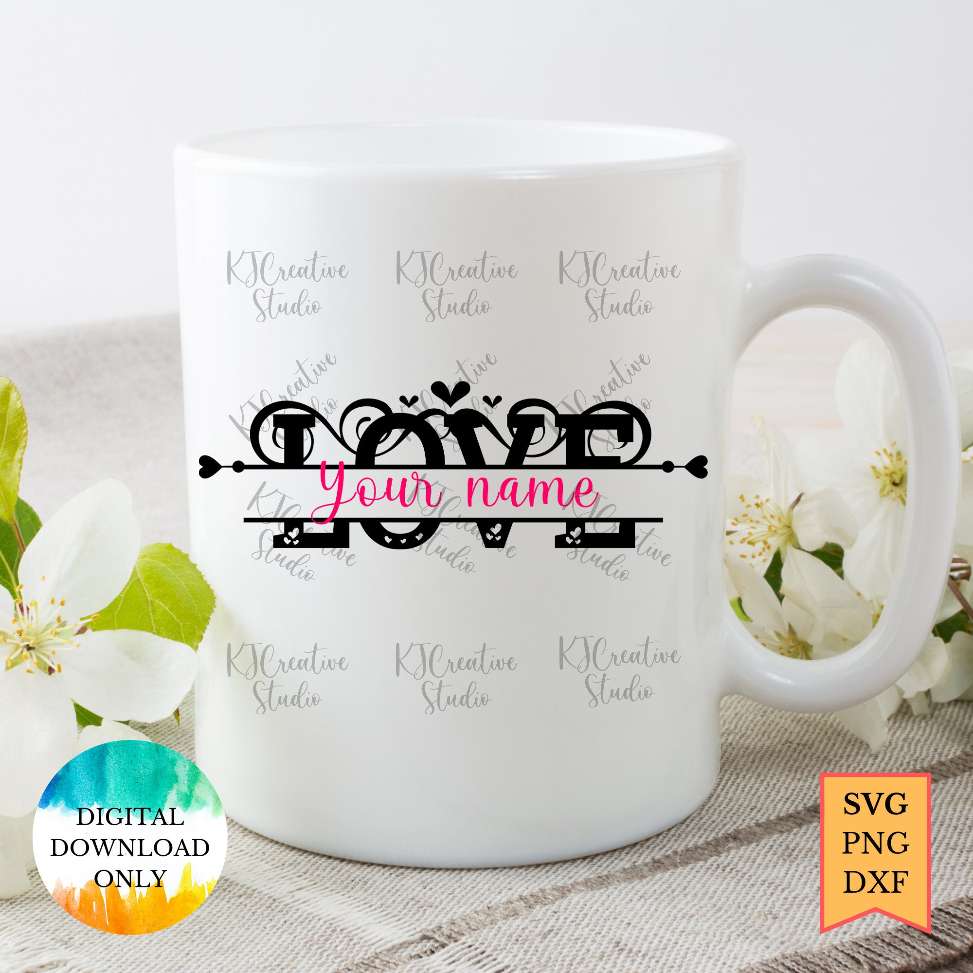 Love Split Monogram Frame Love Name Frame SVG Split Name | Etsy