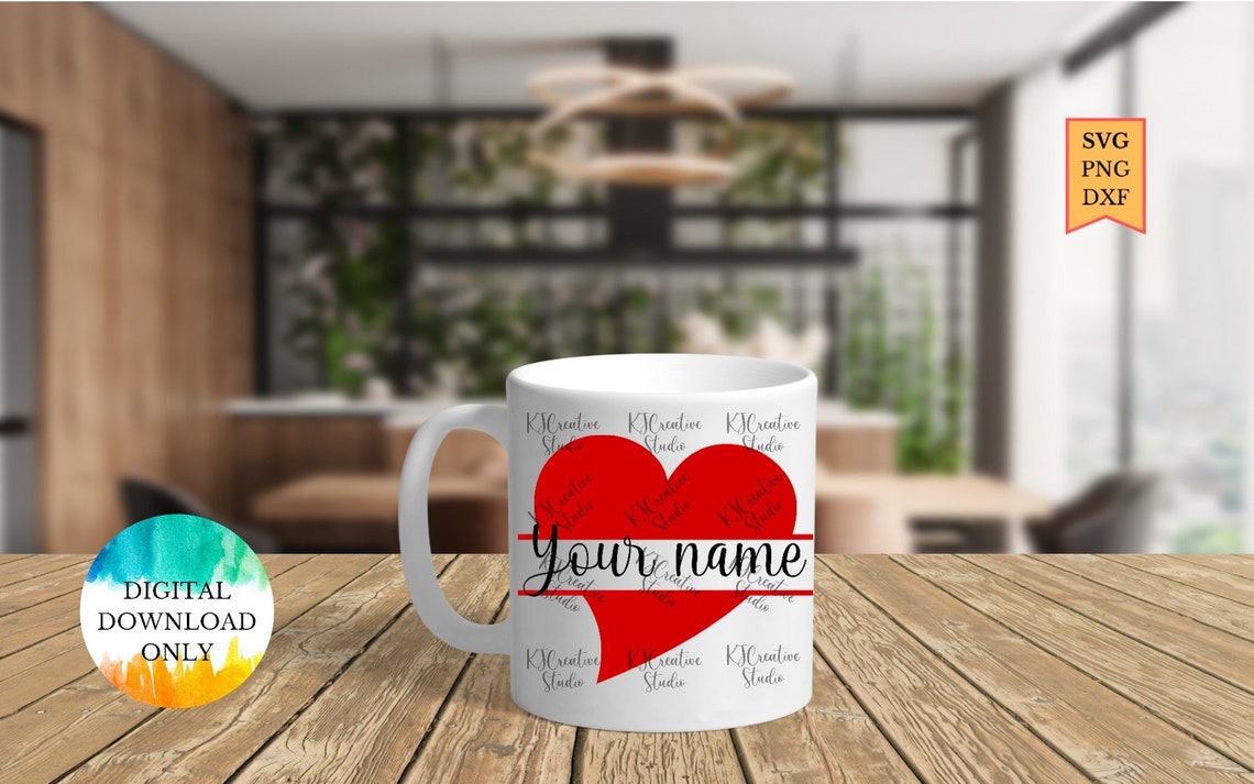 Heart Name Frame SVG File Love SVG Heart Split Monogram - Etsy