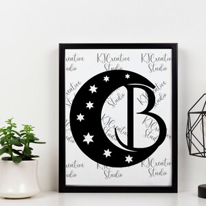 Half - Moon Split Monogram Alphabets Font Individual Letters With Stars ...