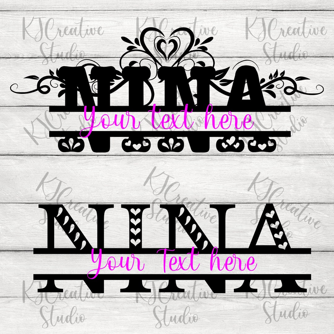 NINA Split Monogram With Floral Svg/png - Nina Svg - Nina Monogram Svg ...
