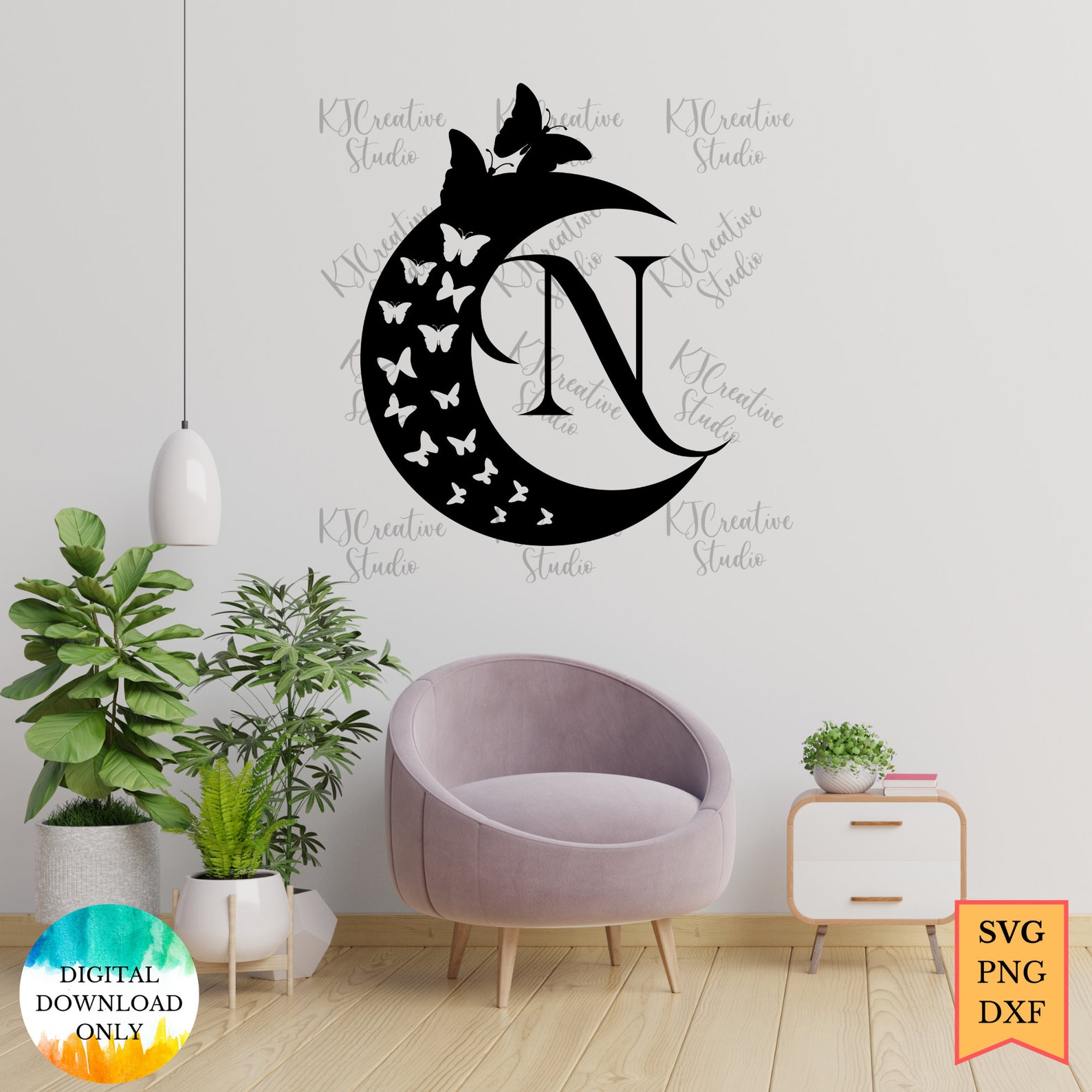 Half Moon Split Monogram Alphabets Font Individual Letters | Etsy