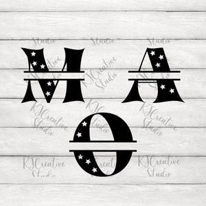 Split Monogram SVG/PNG - Split Monogram Frame Alphabet With Star ...