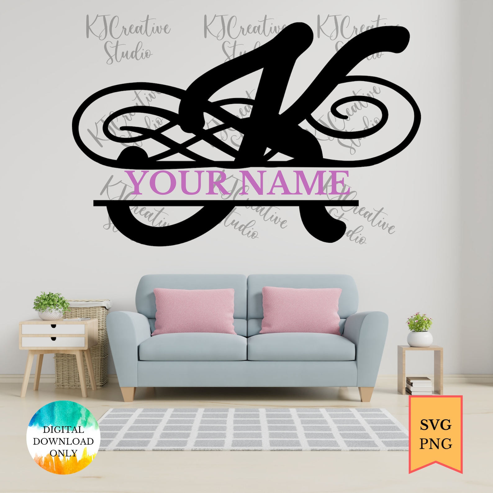 Alphabet Swirl Split Monogram Svg/png/dxf-split Monogram Frame Alphabet ...
