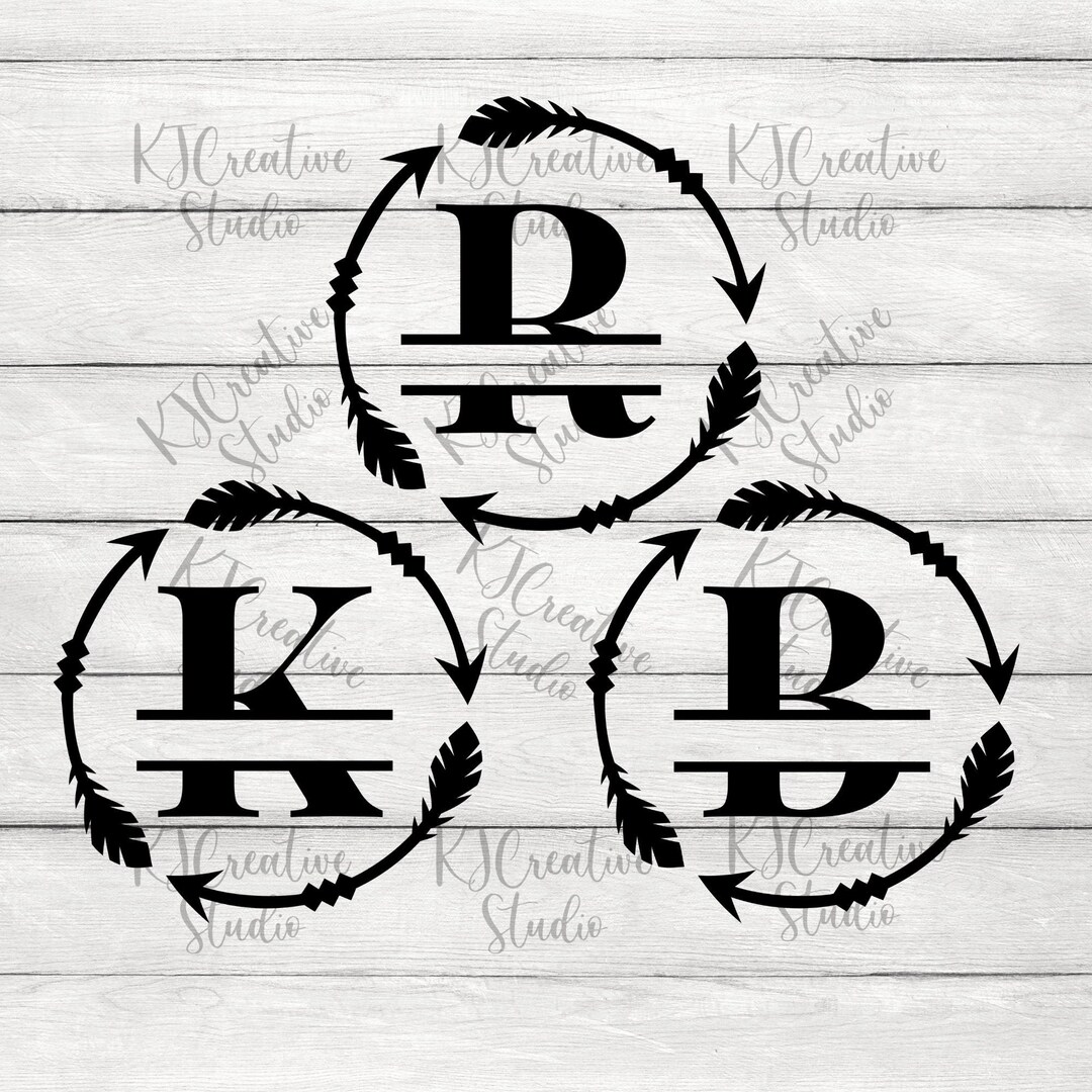 Alphabet Split Monogram With Arrow Frame Monogram Decorative SVG/PNG ...