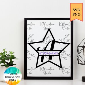 Star Shape Split Monogram SVG/PNG - Split Monogram Frame Alphabet With ...