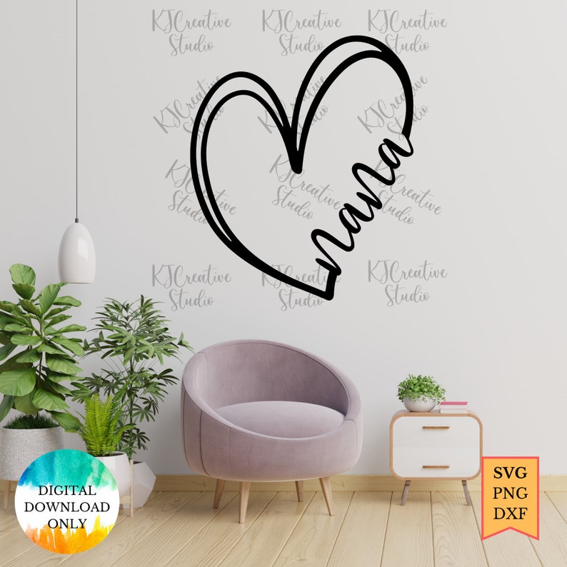 Nana With Heart Svg Nana Svg Nana Monogram Svg Nana With - Etsy