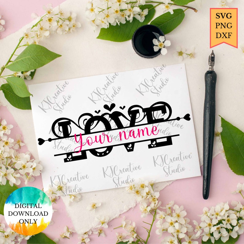 Love Split Monogram Frame - Love Name Frame SVG - Split Name Frame ...