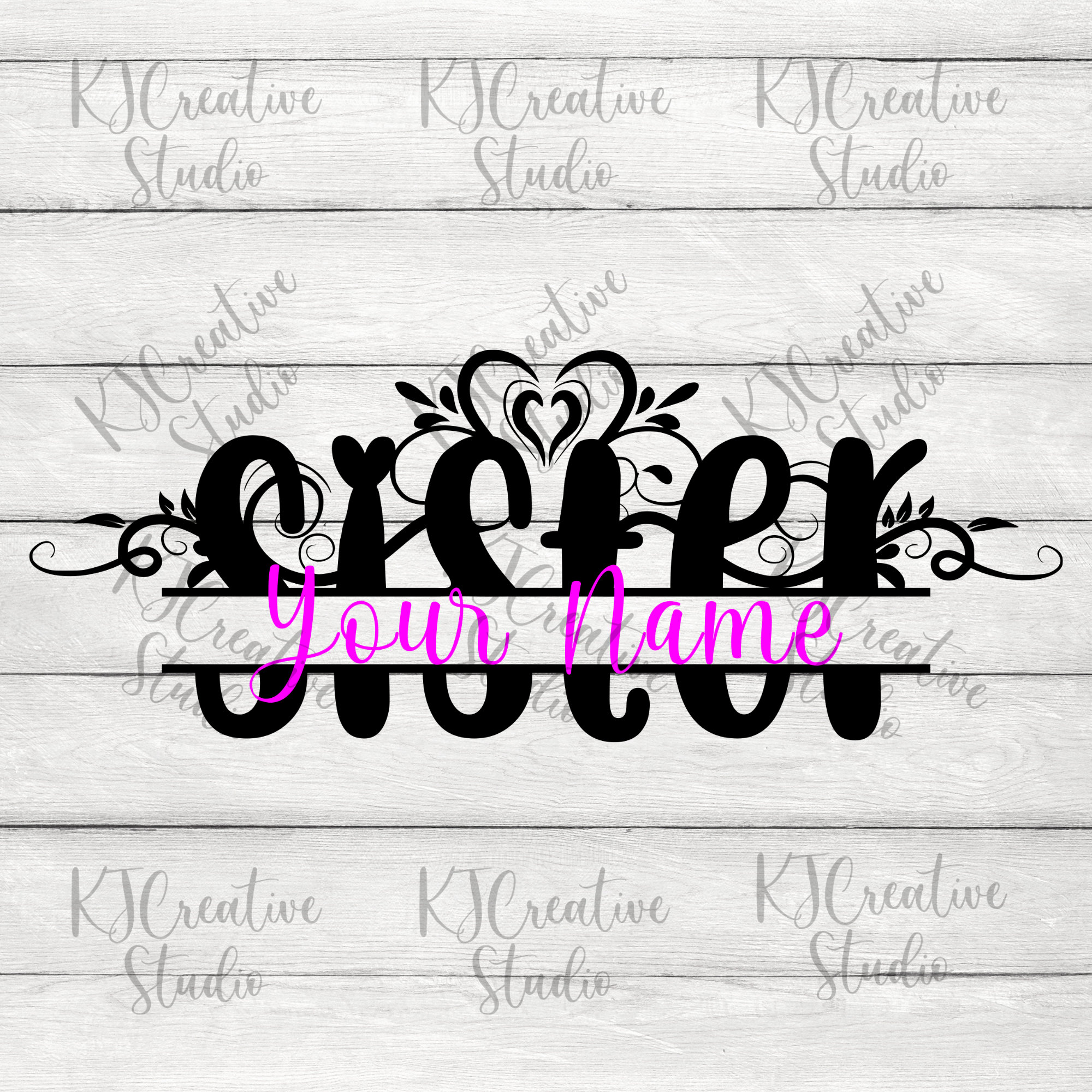 Sister Split Monogram With Floral Sister squad svg little | Etsy