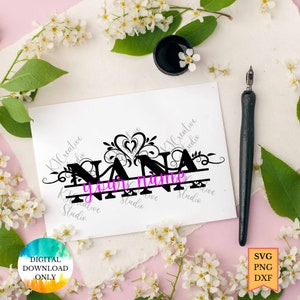 Nana Split Monogram With Floral Svg - Nana Svg - Nana Monogram Svg ...