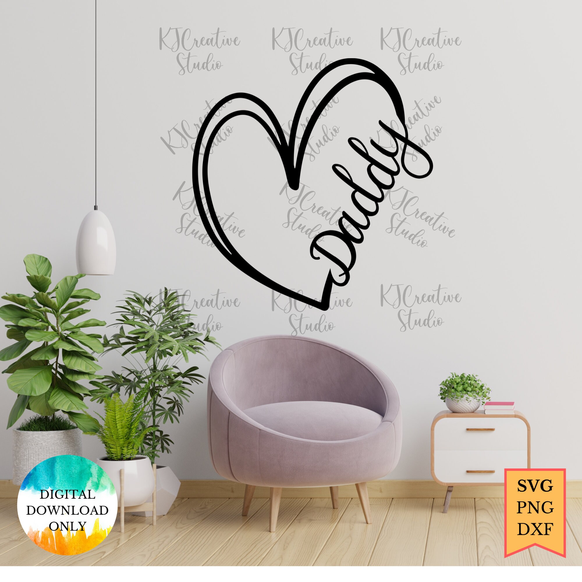 Daddy With Heart Svg Girl Dad Svg Bonus Dad svg Dad | Etsy