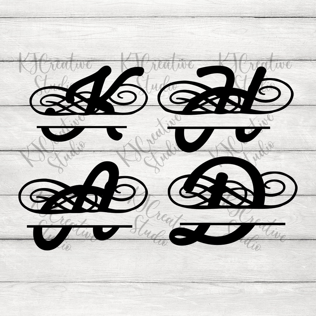 Alphabet Swirl Split Monogram Svg/png/dxf-split Monogram Frame Alphabet ...